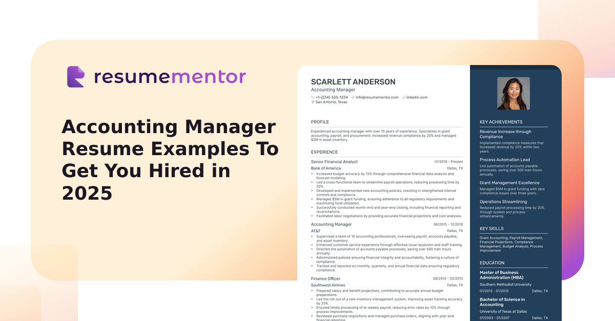 Accounting Manager Resume Examples To Get You Hired in 2025