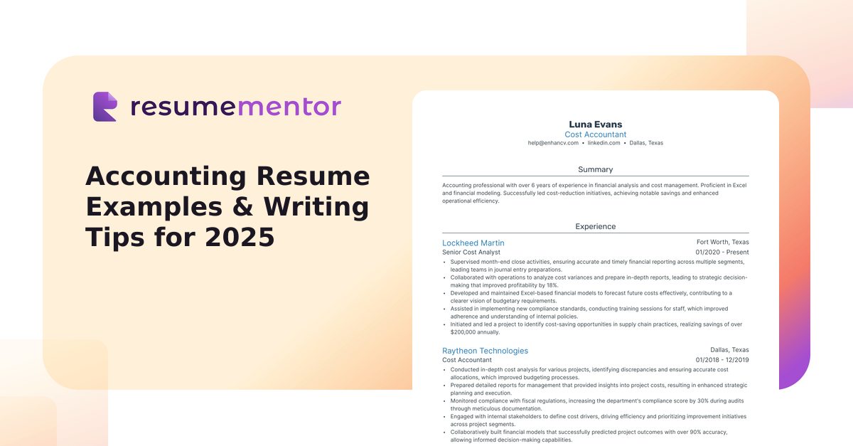 Accounting Resume Examples & Writing Tips for 2025