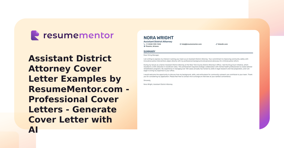 Assistant District Attorney Cover Letter Examples by ResumeMentor.com ...