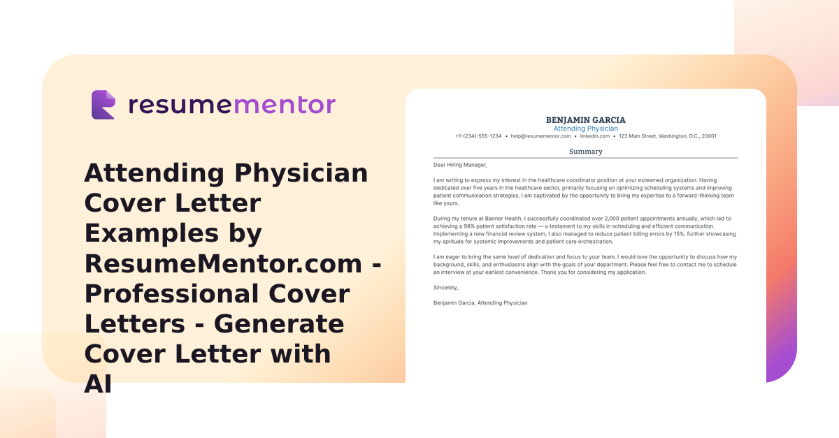 Attending Physician Cover Letter Examples by ResumeMentor.com ...