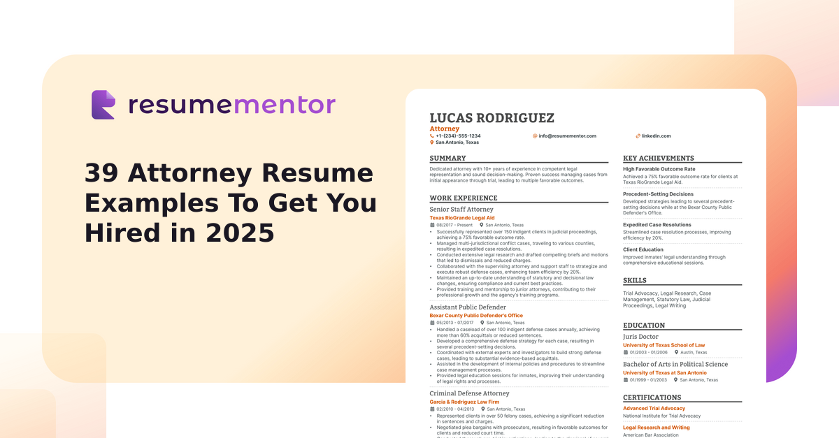 39 Attorney Resume Examples To Get You Hired in 2025