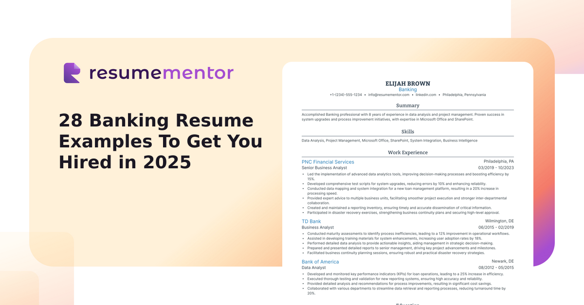 28 Banking Resume Examples To Get You Hired in 2025