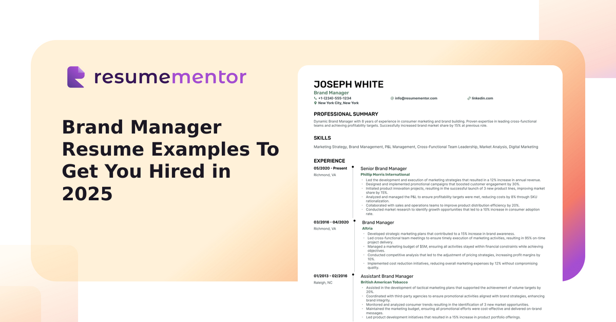 Brand Manager Resume Examples To Get You Hired in 2025