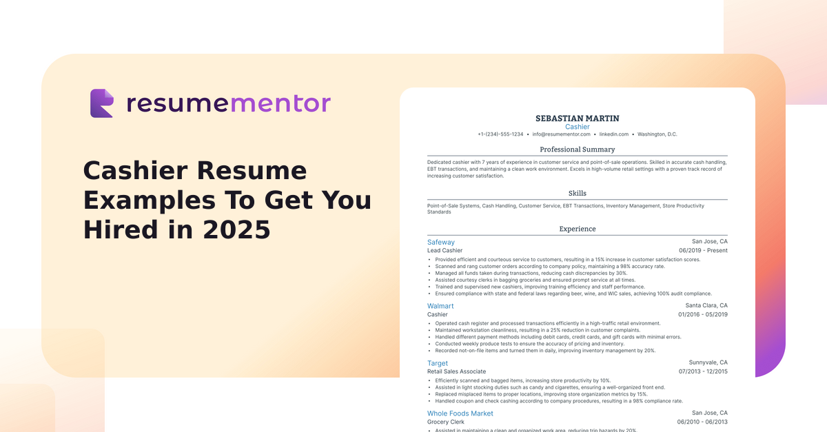 Cashier Resume Examples To Get You Hired in 2024