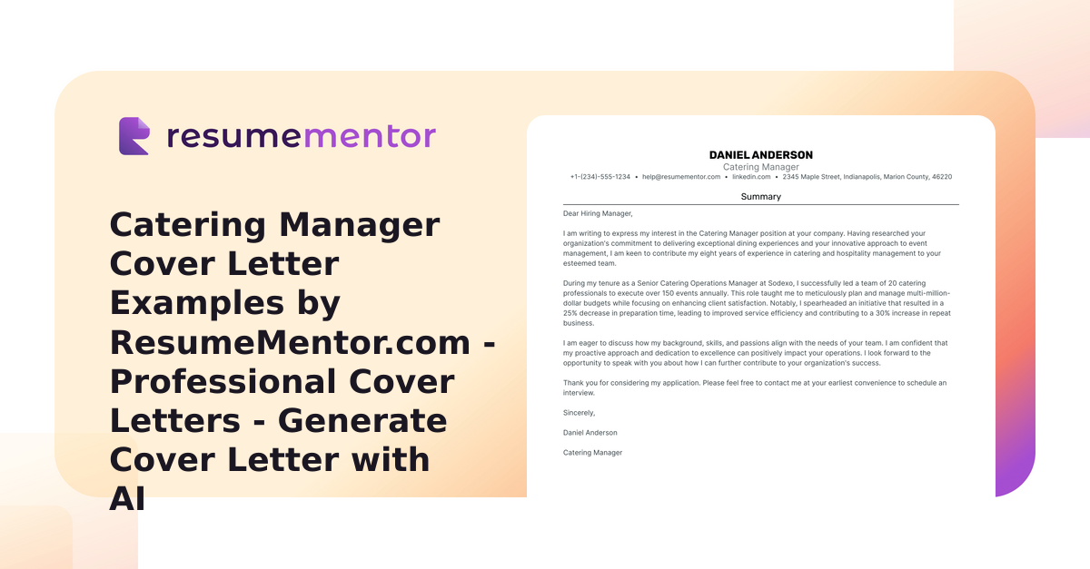 Catering Manager Cover Letter Examples by ResumeMentor.com ...