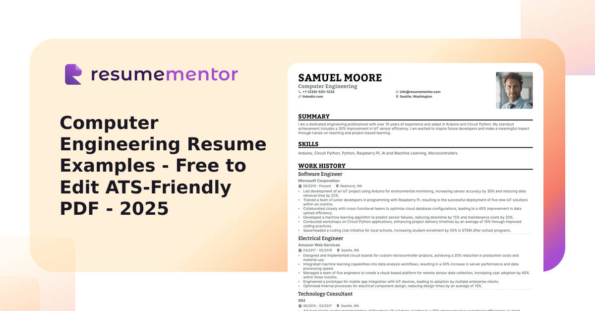 Computer Engineering Resume Examples - Free to Edit ATS-Friendly PDF - 2025