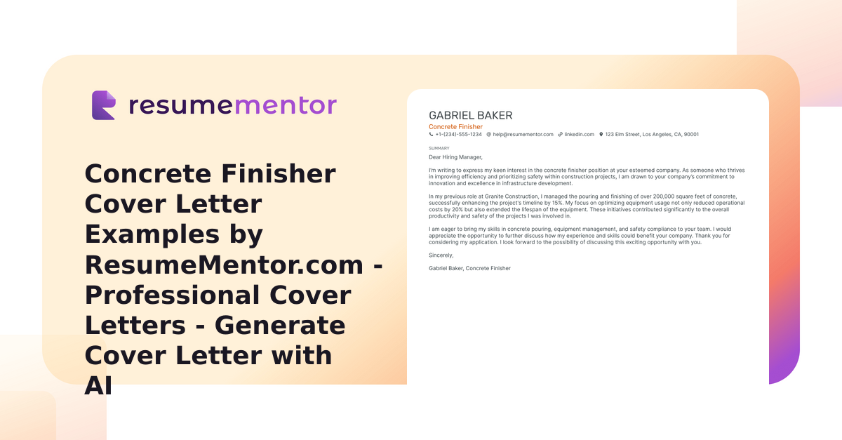 Concrete Finisher Cover Letter Examples by ResumeMentor.com ...