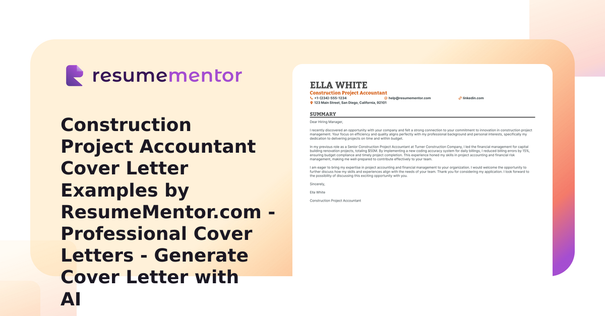 Construction Project Accountant Cover Letter Examples by ResumeMentor ...