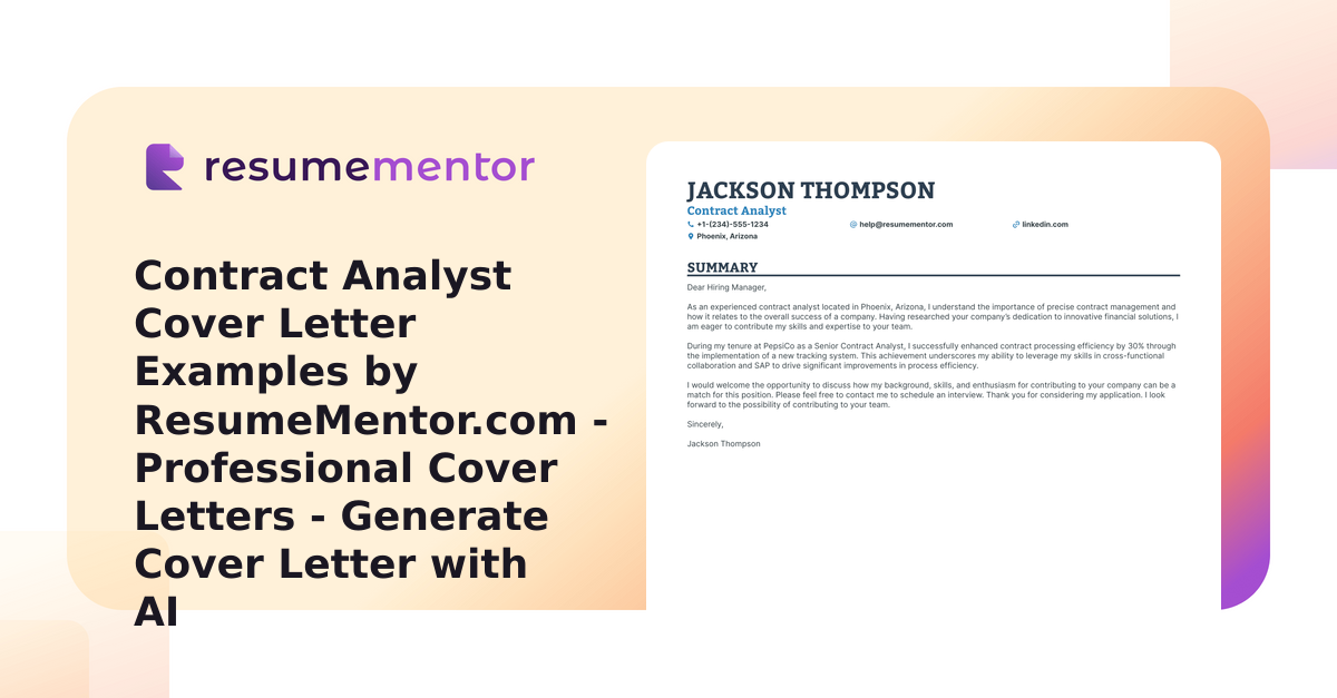 Contract Analyst Cover Letter Examples by ResumeMentor.com - Professional Cover Letters ...