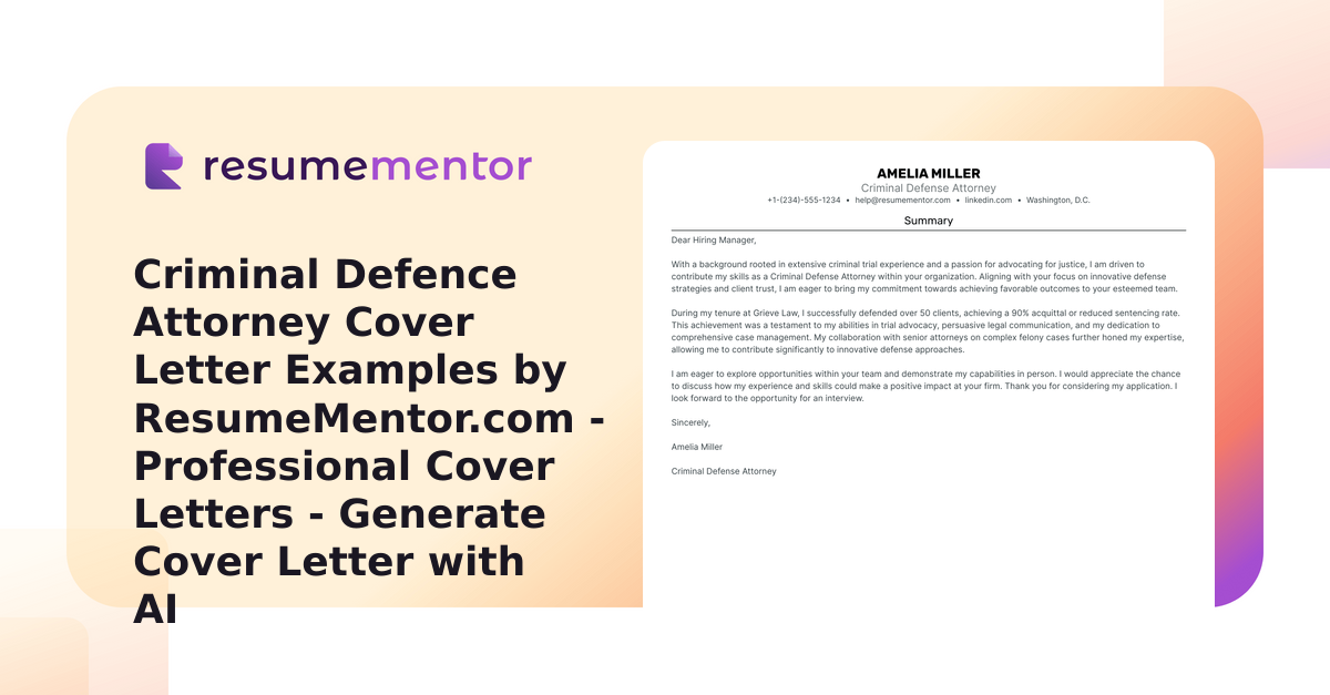 Criminal Defence Attorney Cover Letter Examples by ResumeMentor.com ...