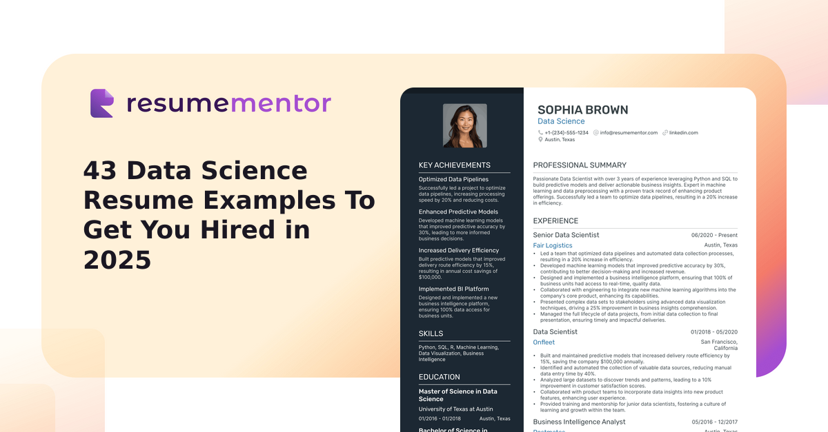 43 Data Science Resume Examples To Get You Hired in 2025