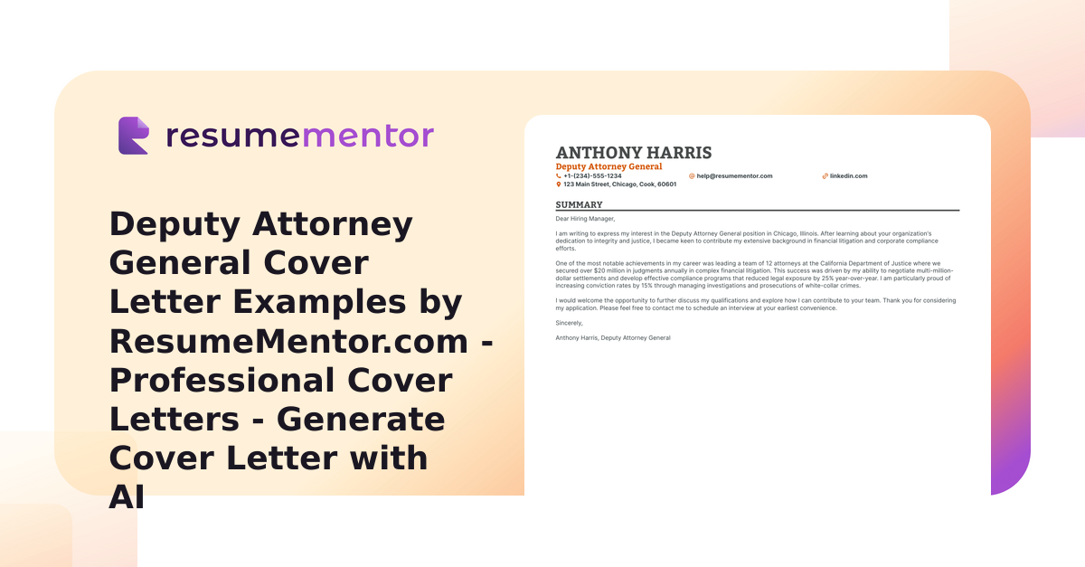 Deputy Attorney General Cover Letter Examples by ResumeMentor.com ...
