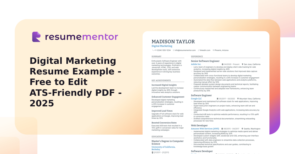 Online Marketing Resume Examples