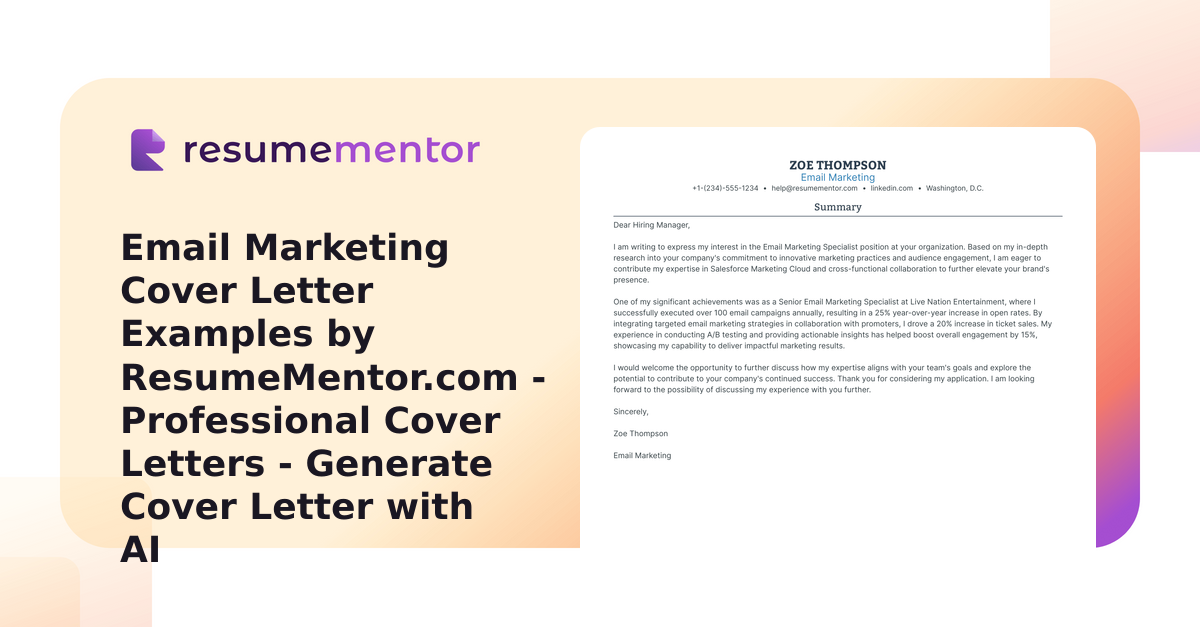 Email Marketing Cover Letter Examples by ResumeMentor.com ...