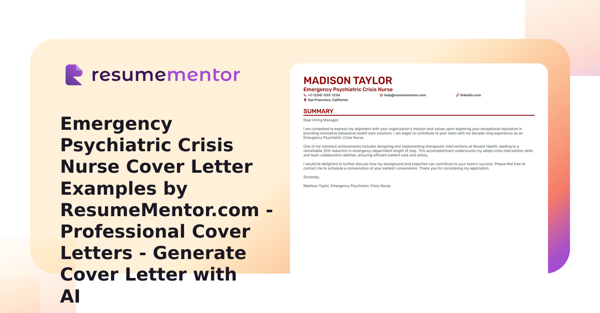 Emergency Psychiatric Crisis Nurse Cover Letter Examples by ...
