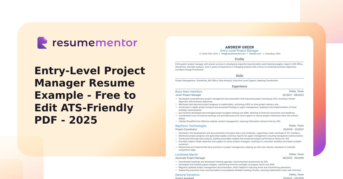 Entry-Level Project Manager Resume Examples To Get You Hired in 2024