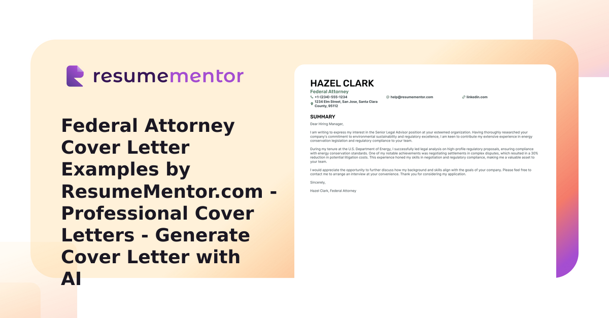 Federal Attorney Cover Letter Examples by ResumeMentor.com ...