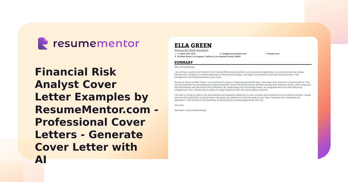 Financial Risk Analyst Cover Letter Examples by ResumeMentor.com ...