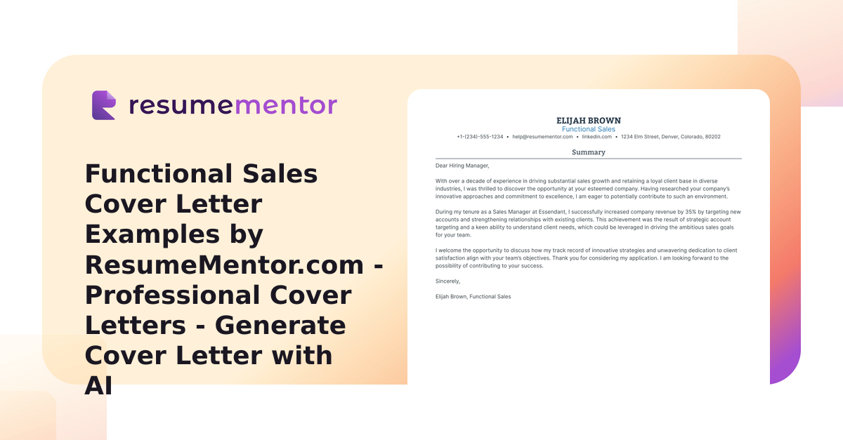 Functional Sales Cover Letter Examples by ResumeMentor.com ...