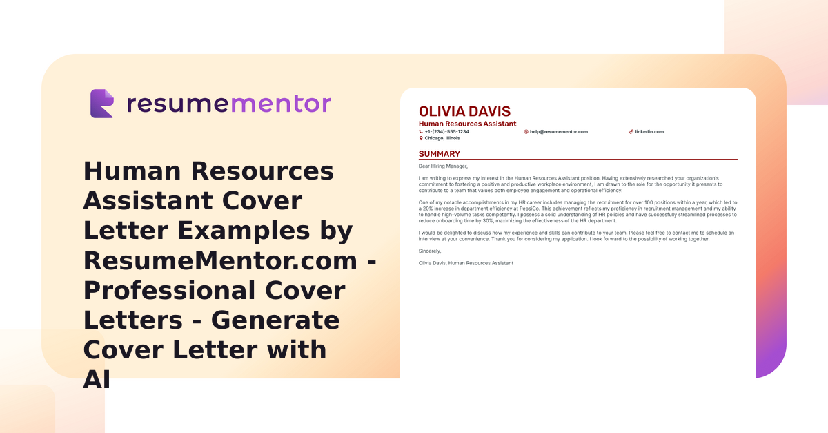 Human Resources Assistant Cover Letter Examples by ResumeMentor.com ...