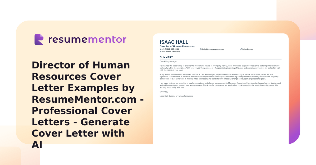 Director of Human Resources Cover Letter Examples by ResumeMentor.com ...