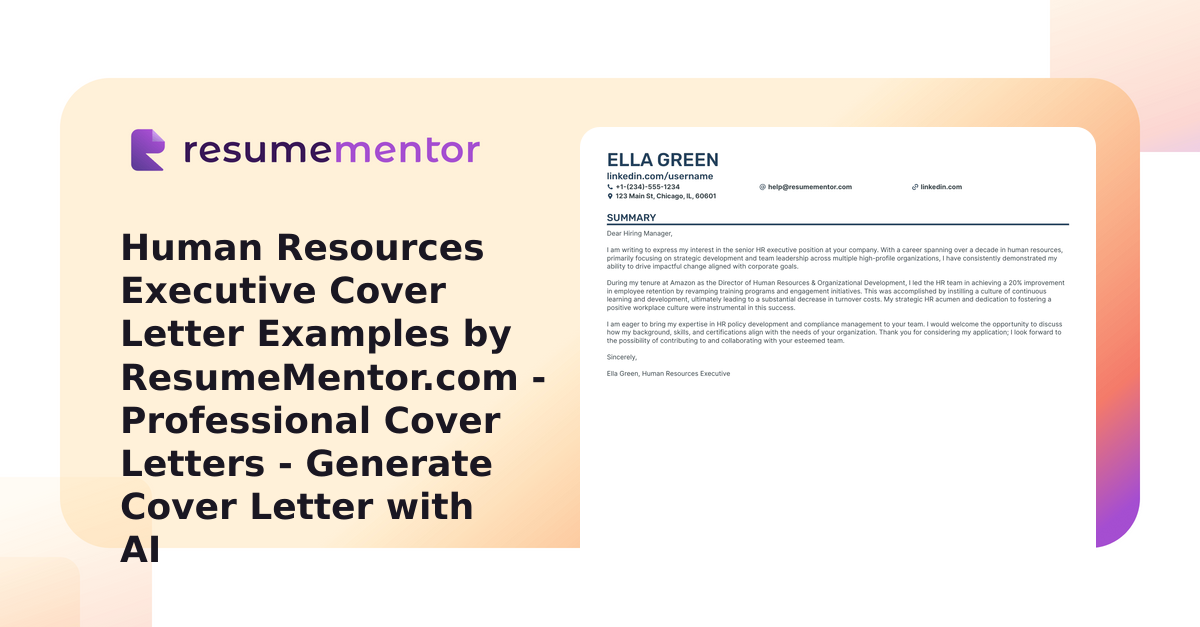 Human Resources Executive Cover Letter Examples by ResumeMentor.com ...