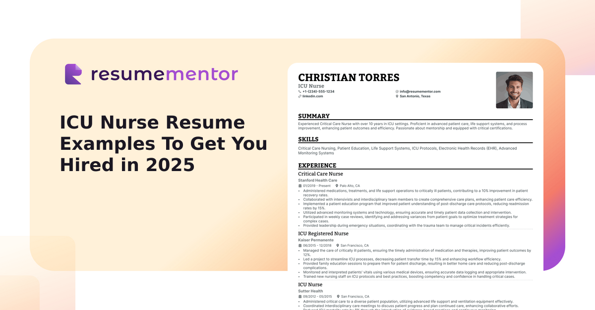 ICU Nurse Resume Examples To Get You Hired in 2025