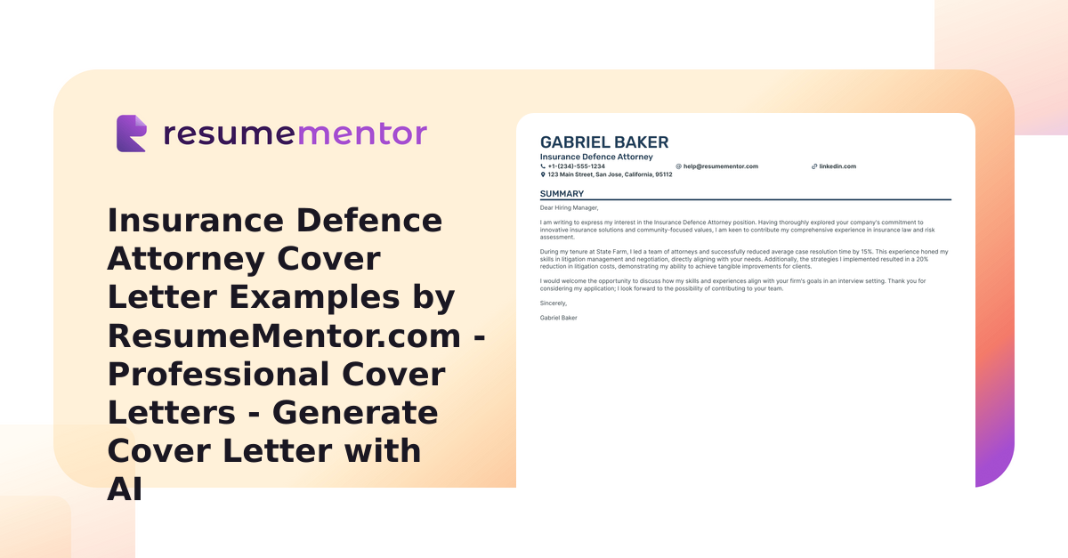 Insurance Defence Attorney Cover Letter Examples by ResumeMentor.com ...
