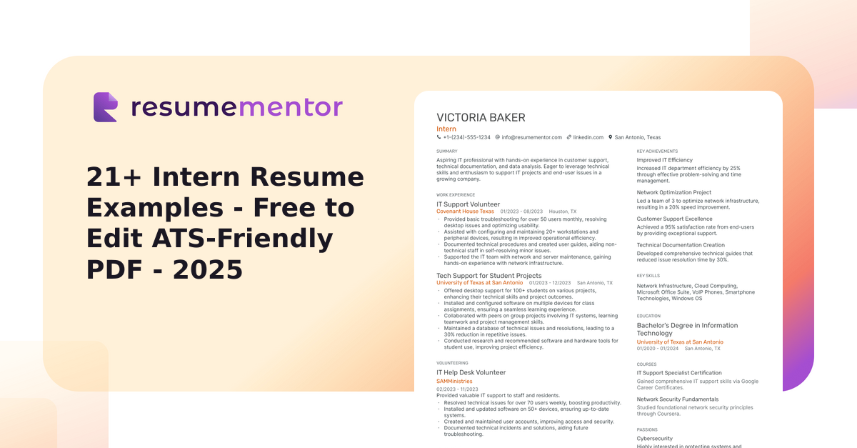 21 Intern Resume Examples To Get You Hired in 2025
