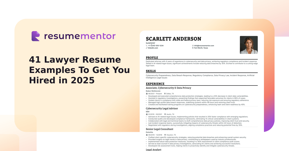 41 Lawyer Resume Examples To Get You Hired in 2024