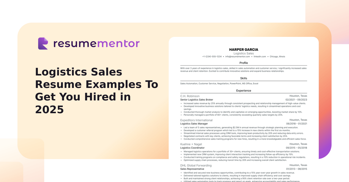 Logistics Sales Resume Examples To Get You Hired in 2025