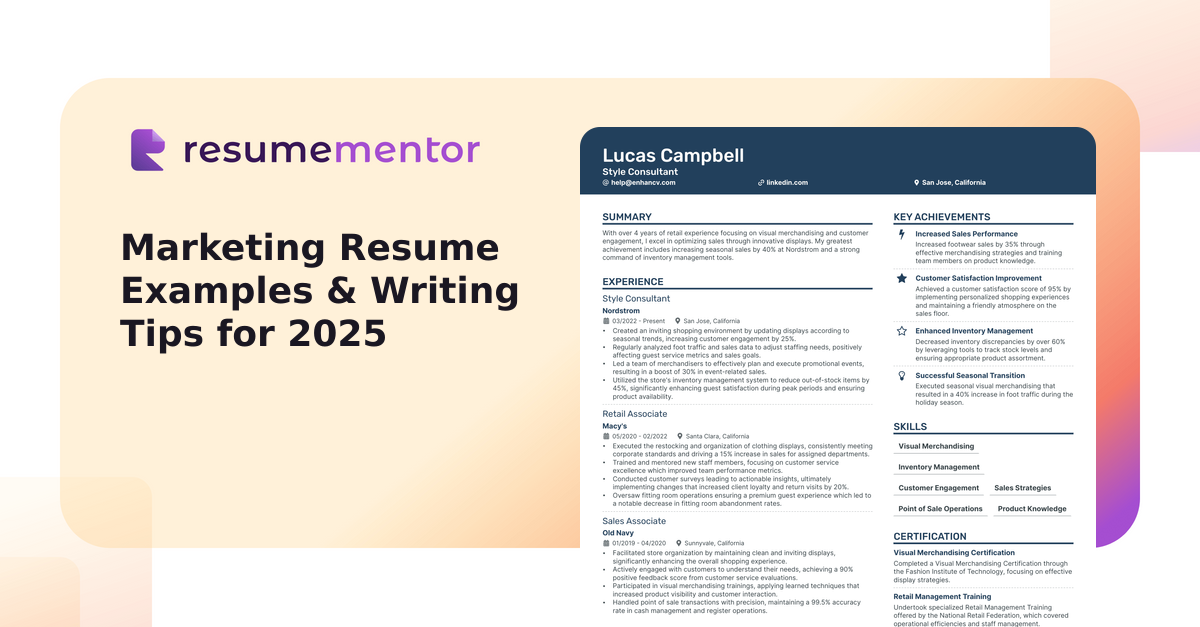 Marketing Resume Examples & Writing Tips for 2025