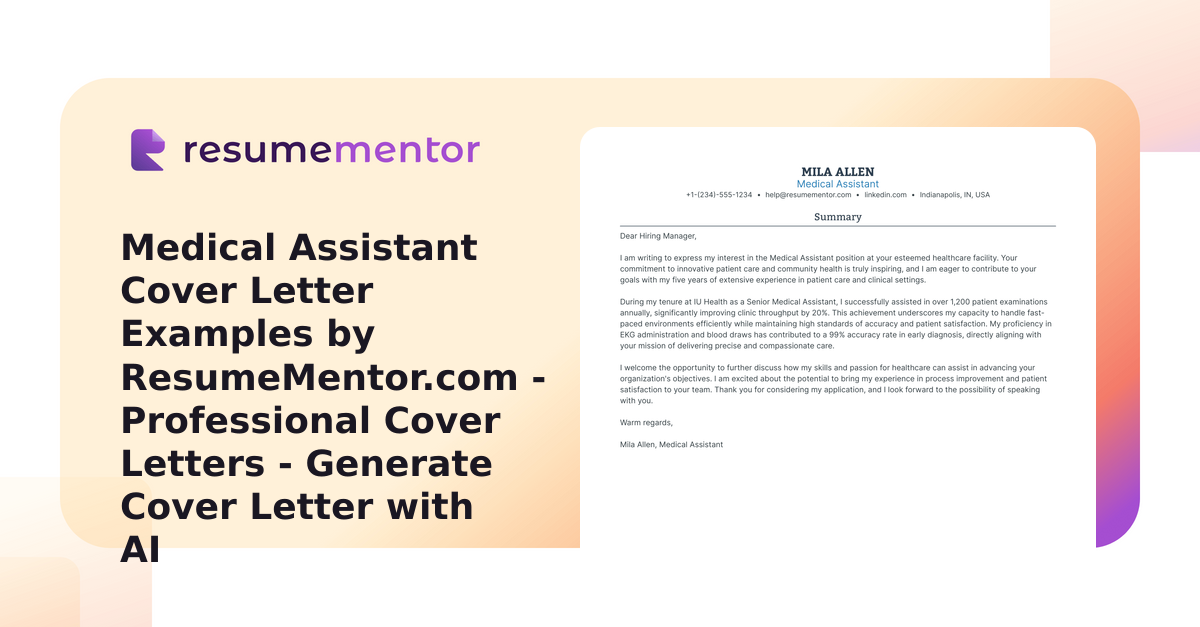 Medical Assistant Cover Letter Examples by ResumeMentor.com ...