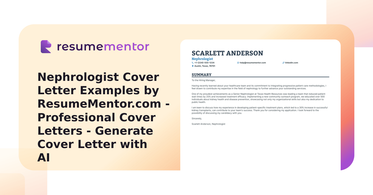 Nephrologist Cover Letter Examples by ResumeMentor.com - Professional ...