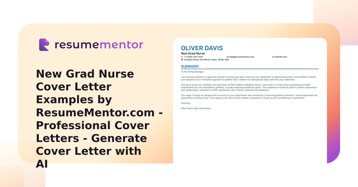 New Grad Nurse Cover Letter Examples by ResumeMentor.com - Professional ...