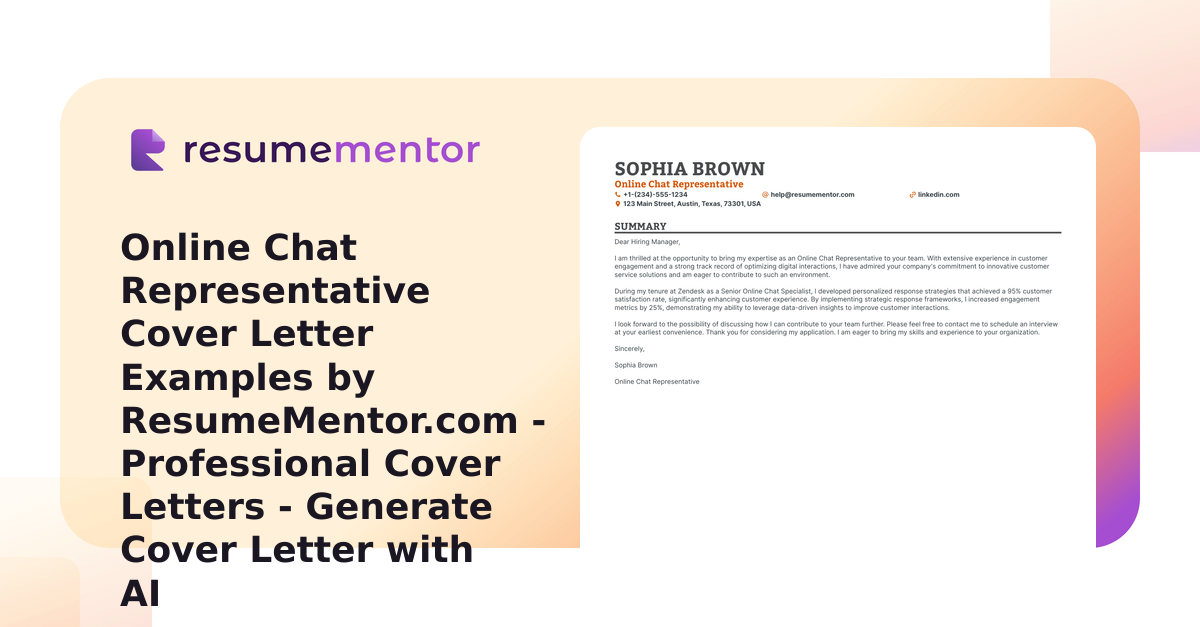 Online Chat Representative Cover Letter Examples by ResumeMentor.com ...