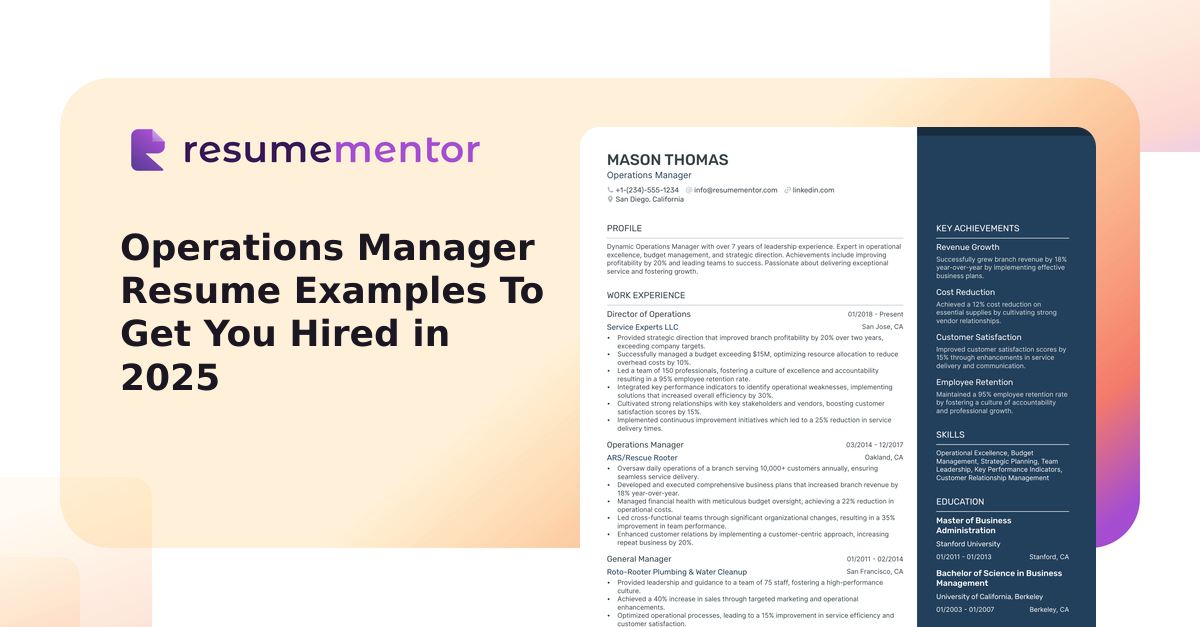 Operations Manager Resume Examples To Get You Hired in 2025