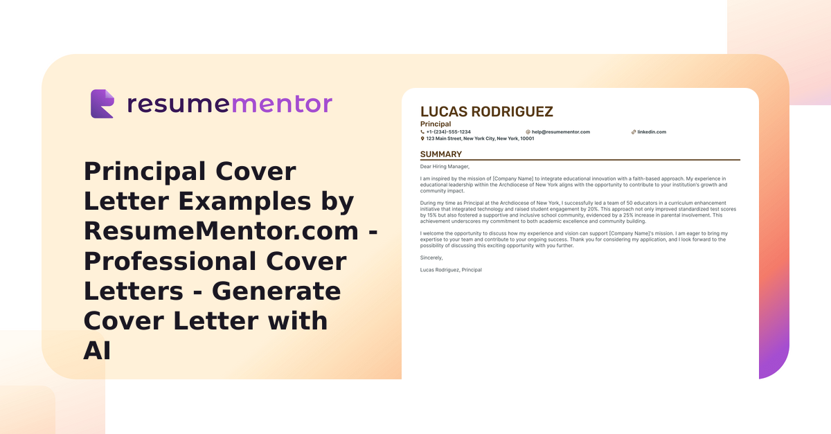 Principal Cover Letter Examples by ResumeMentor.com - Professional ...