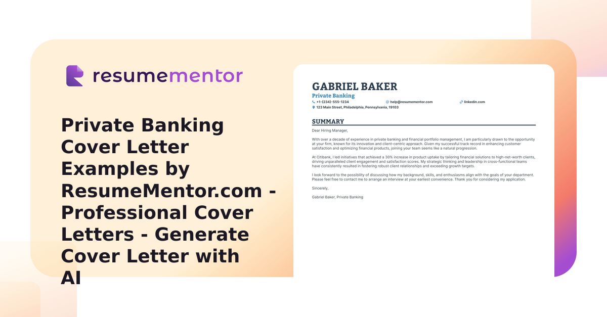Private Banking Cover Letter Examples by ResumeMentor.com ...