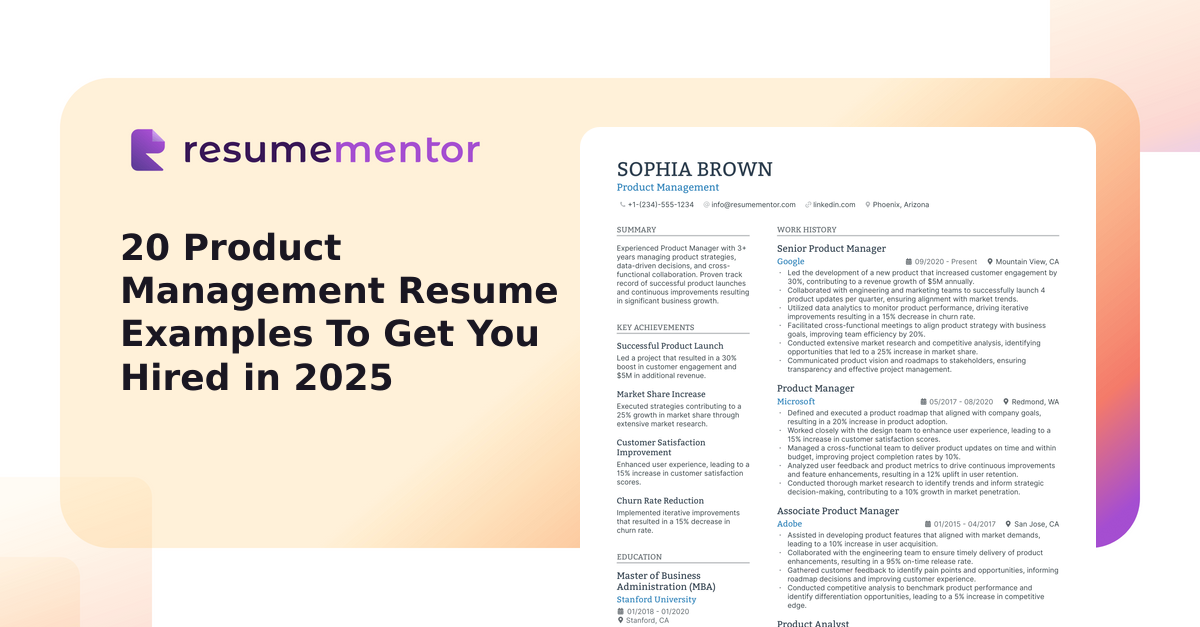 20 Product Management Resume Examples To Get You Hired in 2025