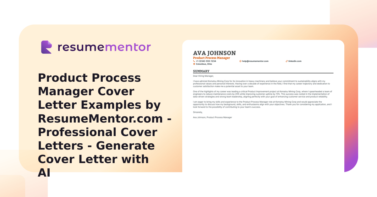 Product Process Manager Cover Letter Examples by ResumeMentor.com ...