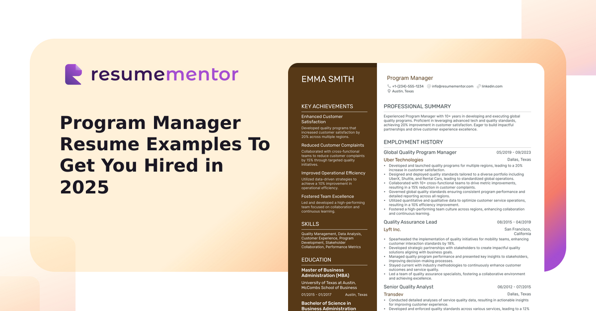 Program Manager Resume Examples To Get You Hired in 2025