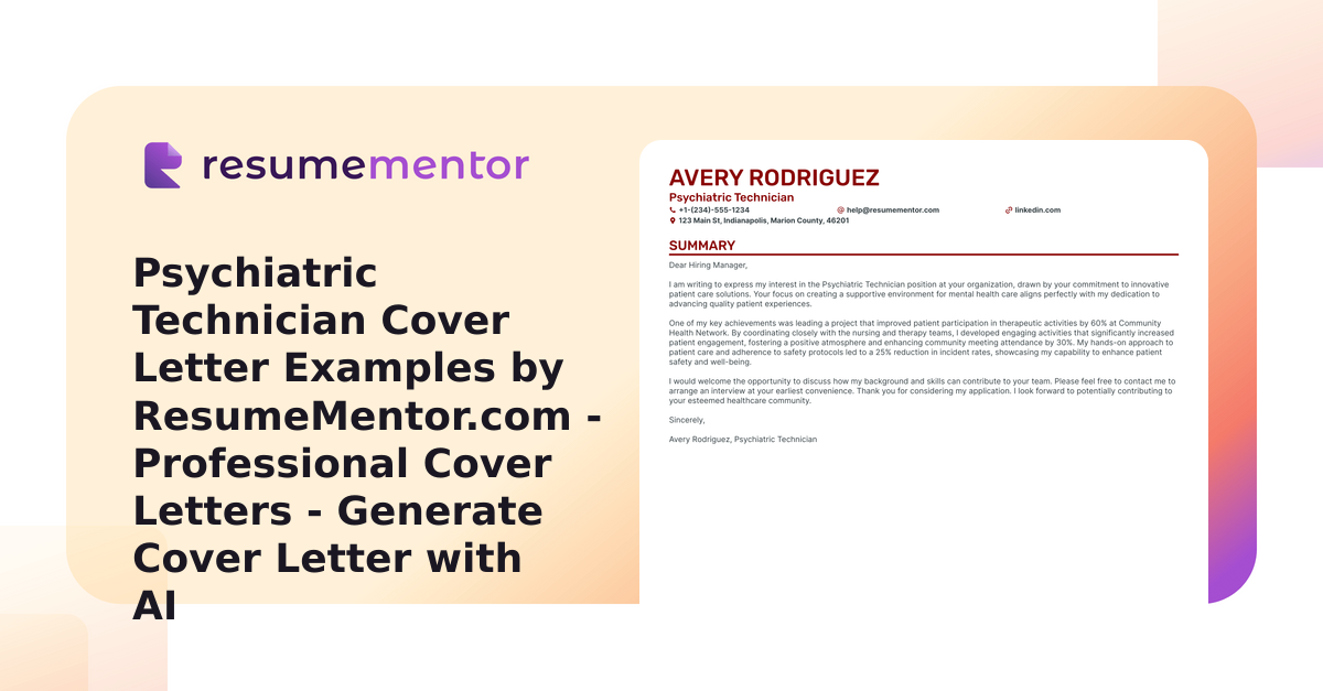 Psychiatric Technician Cover Letter Examples by ResumeMentor.com ...