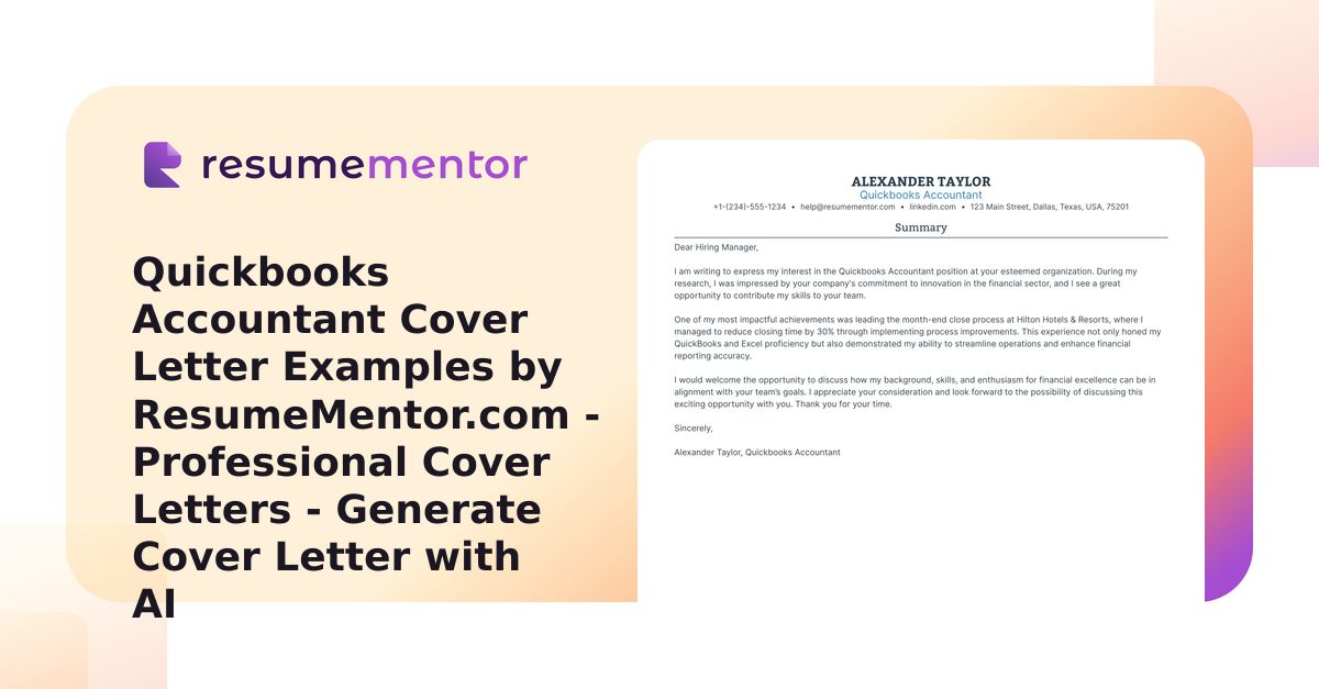 Quickbooks Accountant Cover Letter Examples by ResumeMentor.com ...