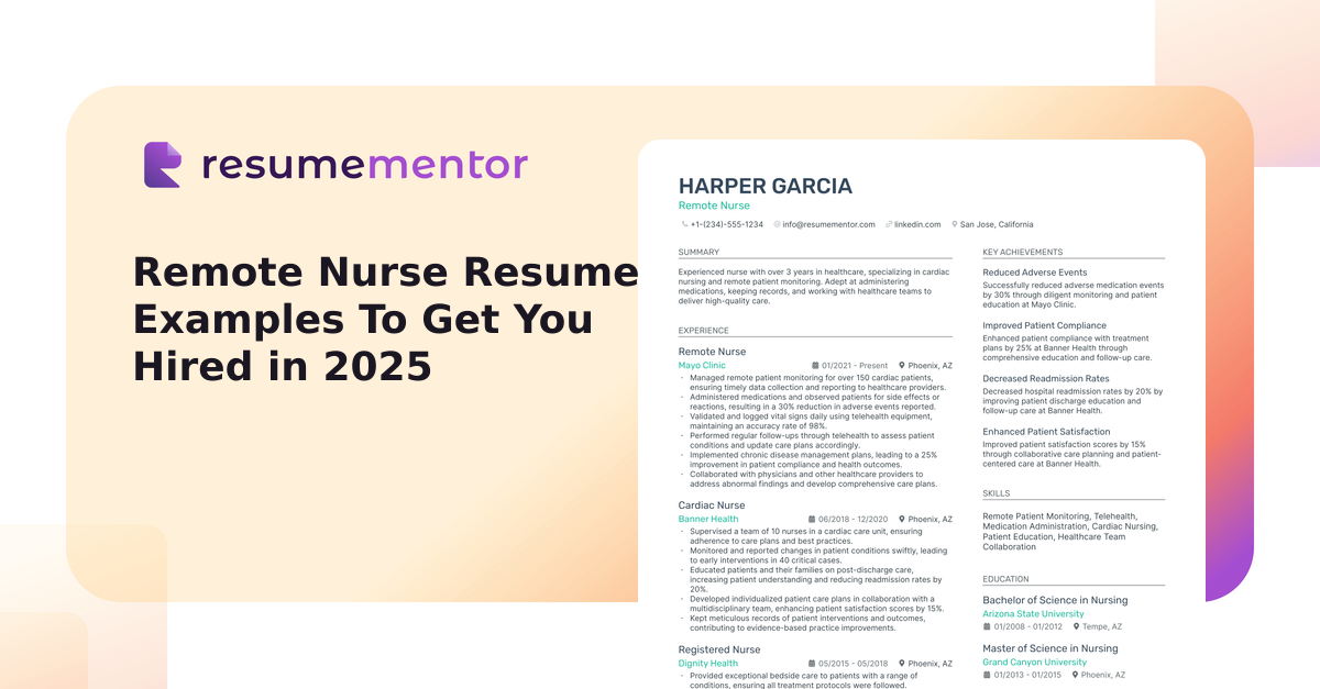 Remote Nurse Resume Examples To Get You Hired in 2025