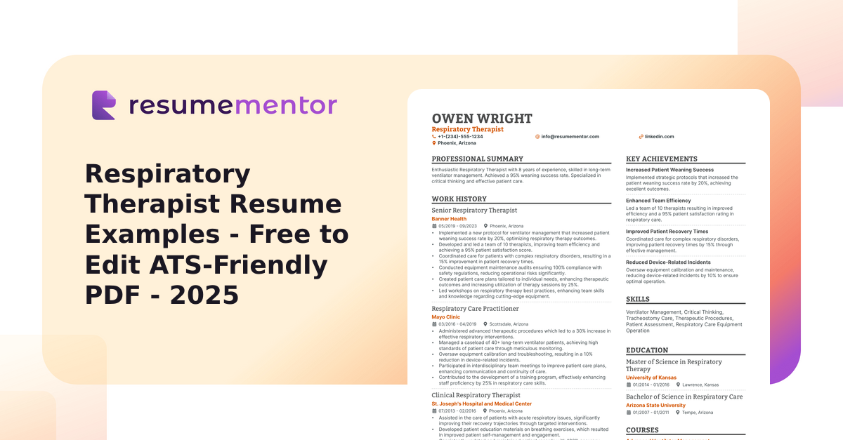 Respiratory Therapist Resume Examples - Free to Edit ATS-Friendly PDF ...