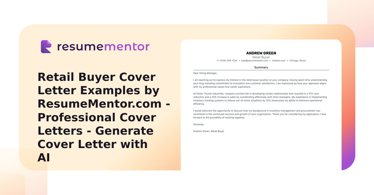 Retail Buyer Cover Letter Examples by ResumeMentor.com - Professional ...