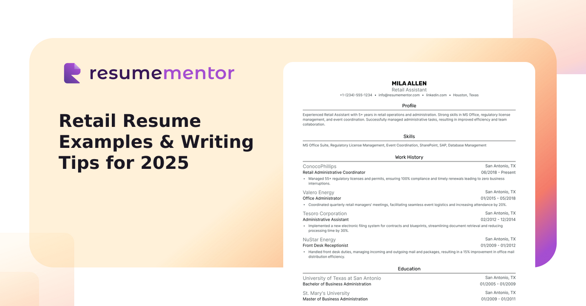 Retail Resume Examples & Writing Tips for 2025