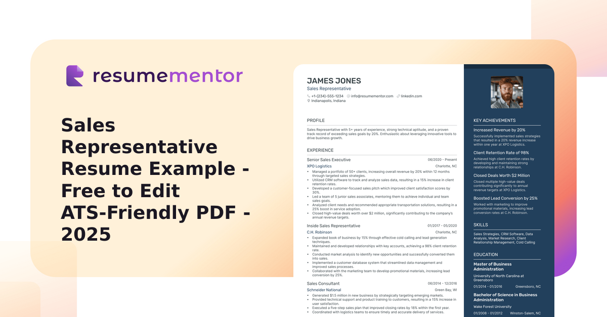Sales Representative Resume Example - Free to Edit ATS-Friendly PDF - 2025