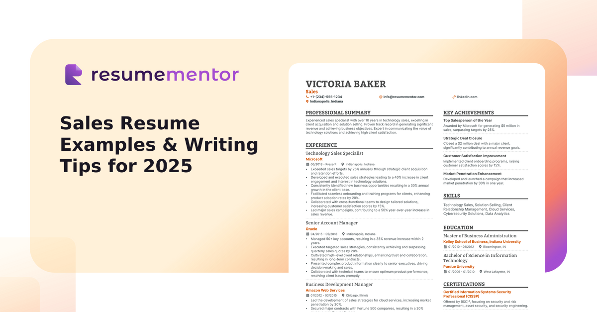 Sales Resume Examples & Writing Tips for 2025